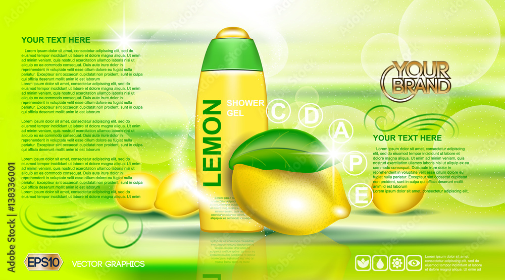 Vettoriale Stock Digital vector yellow and green shower gel cosmetic ...