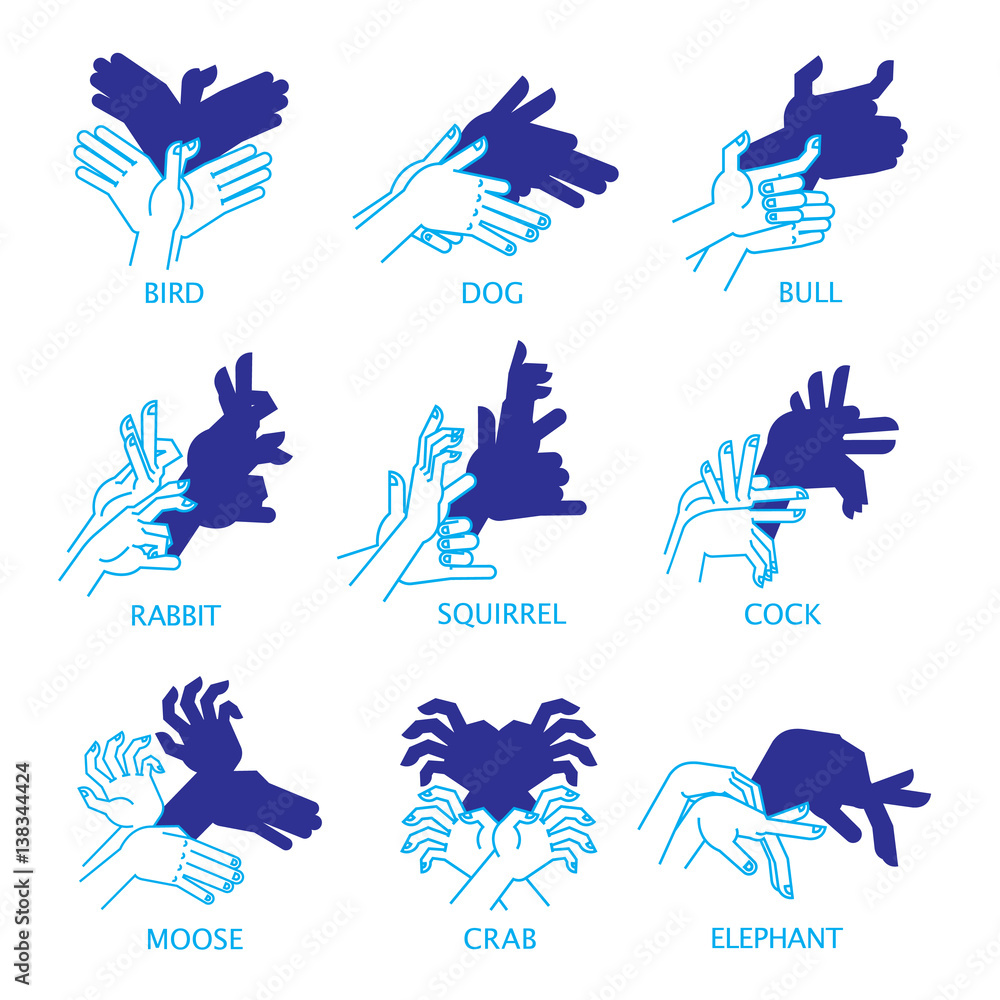 Shadow Hand Puppets Isolated on a White Background for Your Design ...