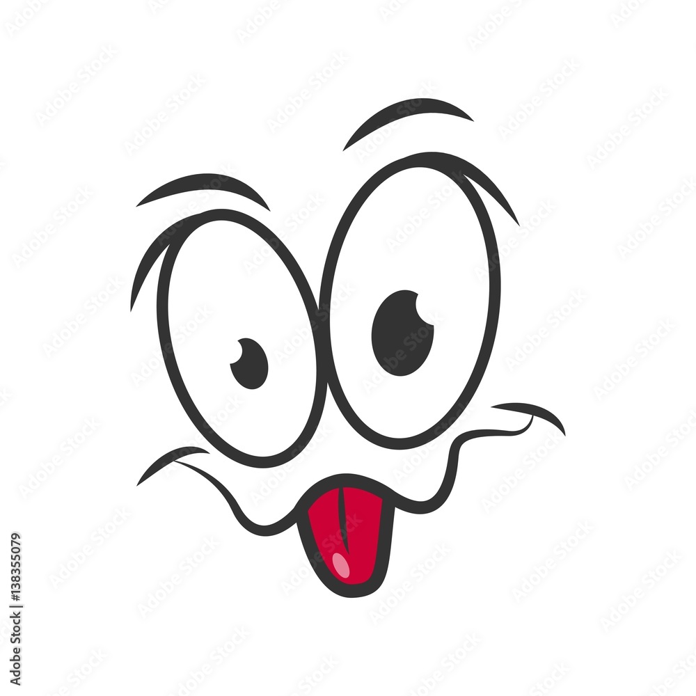 Smile cartoon emoticon crazy stretched tongue emoji face vector icon ...