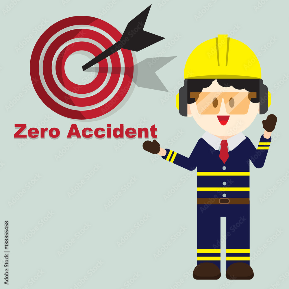 Construction ,Technician worker pointing zero accident sign, safety ...