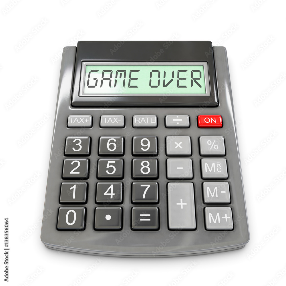 calculator with "game over" displayed, 3d rendering Stock Illustration ...