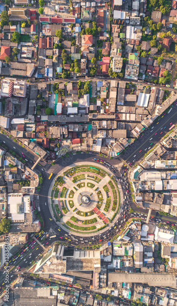 Road roundabout with car lots Wongwian Yai in Bangkok,Thailand. street ...