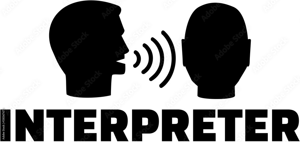 Interpreter with translation icon Stock-Vektorgrafik | Adobe Stock