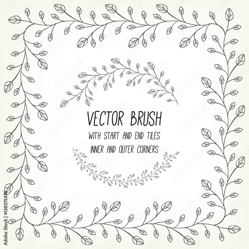 Vector brush with inner and outer corners, start and end tiles. Branch ...