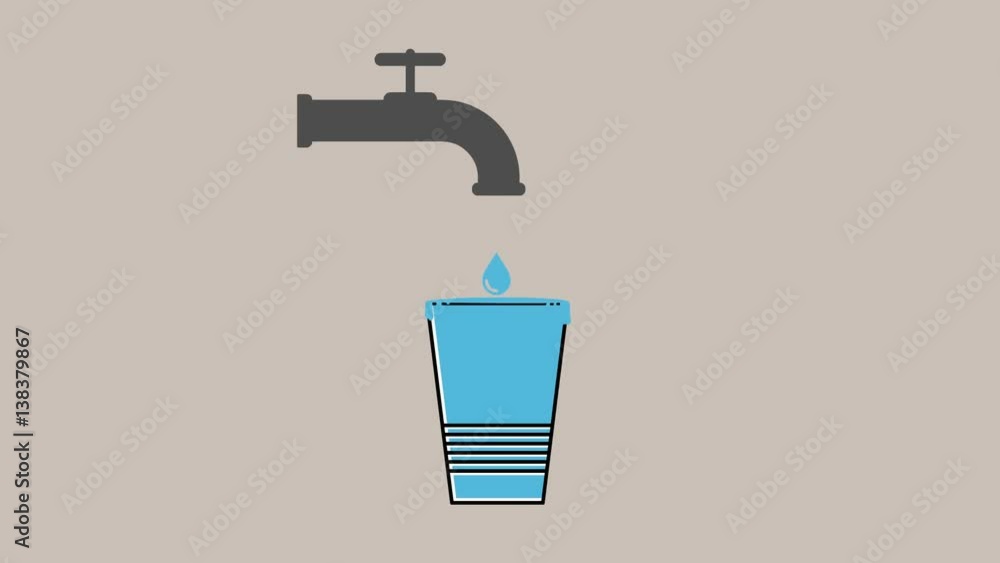Minimal Animation of a Water-tap filling up a glass with big drops ...