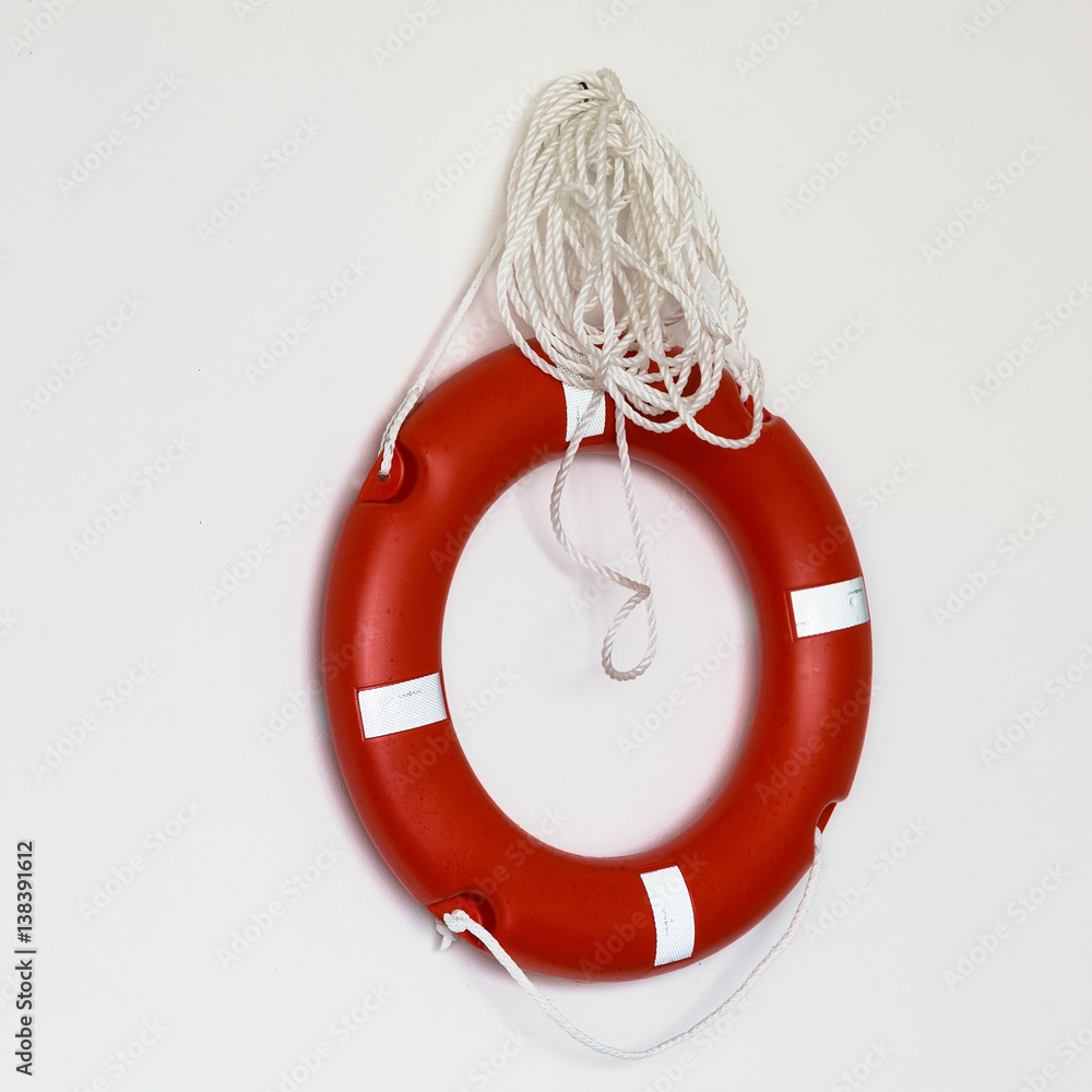 Red lifebuoy isolated over white background Stock Photo | Adobe Stock