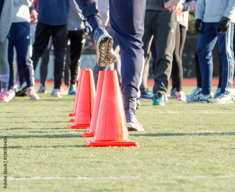 Training for running over orange cones Stock Photo | Adobe Stock