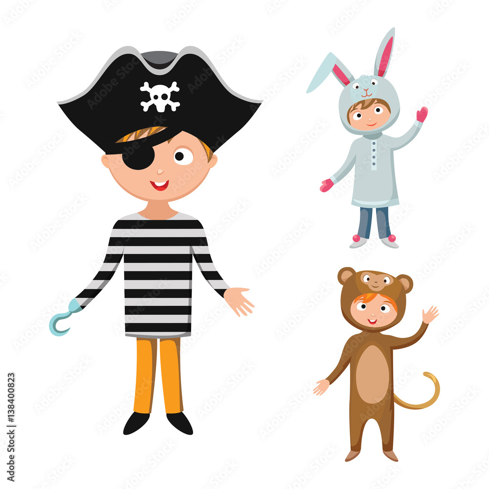 Kids different costumes isolated vector illustration Stock Vector ...