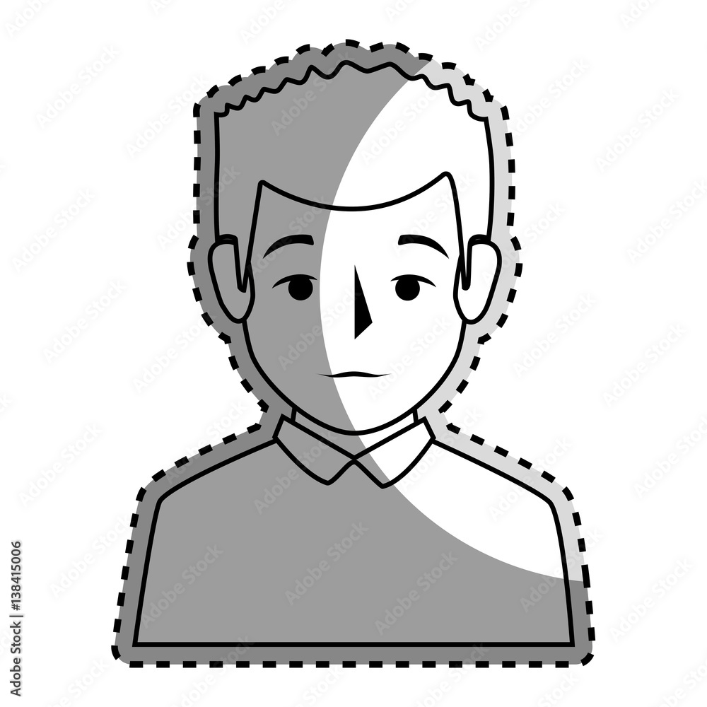 sticker silhouette half body man with t-shirt vector illustration Stock ...