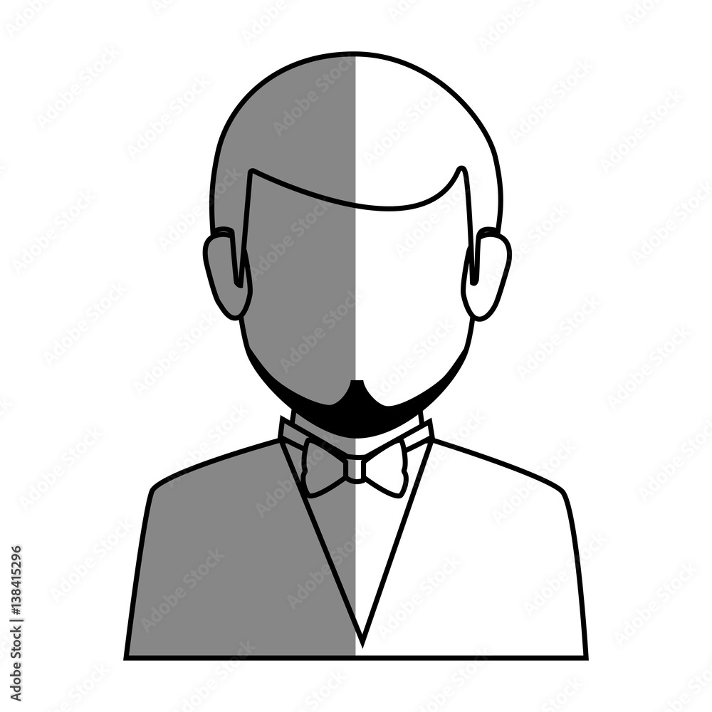 silhouette faceless half body man formal style with bowtie vector ...