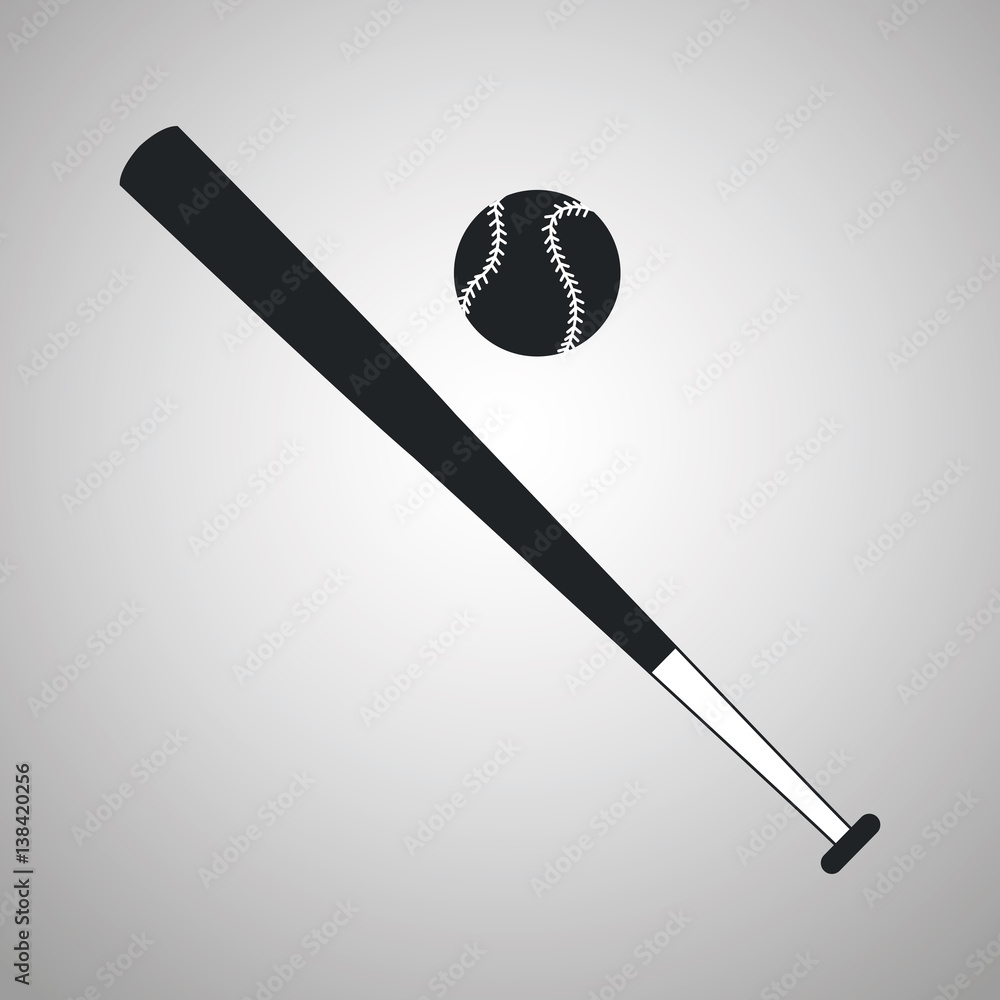 baseball bat and ball black and white vector illustration eps 10 Stock ...
