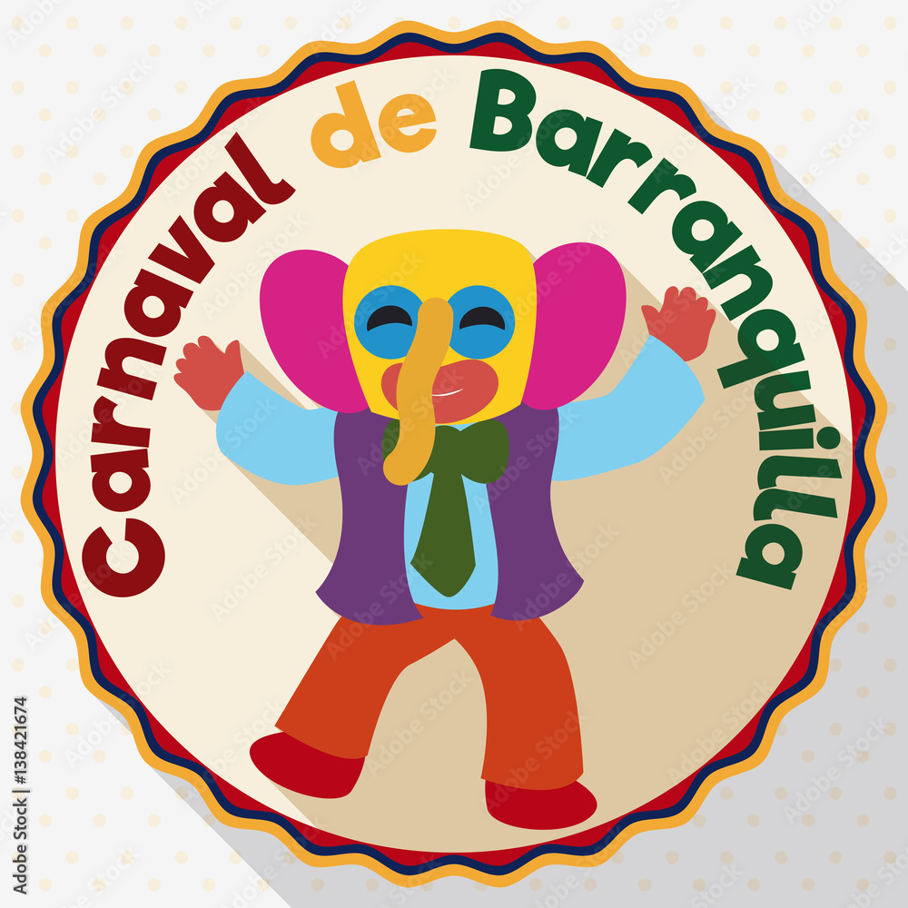Round Button with Happy Marimonda Character for Barranquilla's Carnival ...