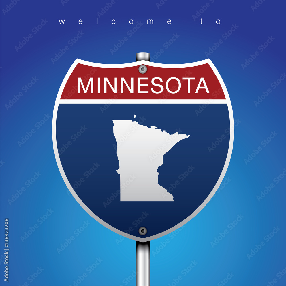 An Sign Road America Style with state of American with blue background ...