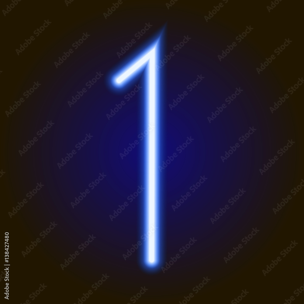 single light blue neon numeral 1 of vector illustration Stock Vector ...