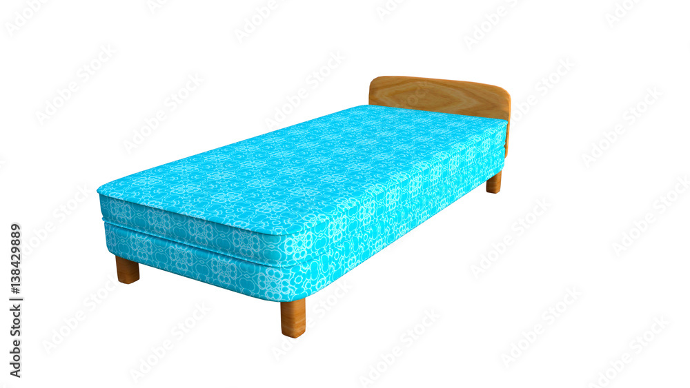 Simple single bed. Light blue color Stock Illustration | Adobe Stock