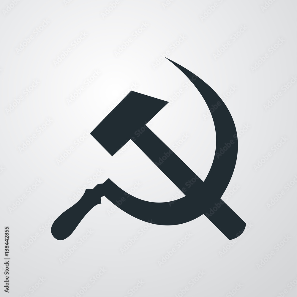 Icono plano hoz y martillo en fondo degradado Stock Vector | Adobe Stock