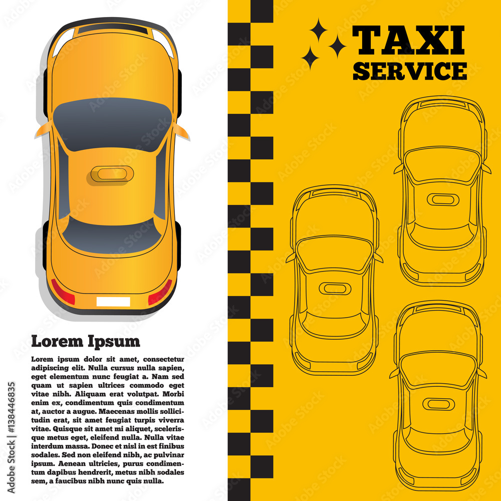 Taxi service. Top view of the car. Vector illustration. Stock Vector ...