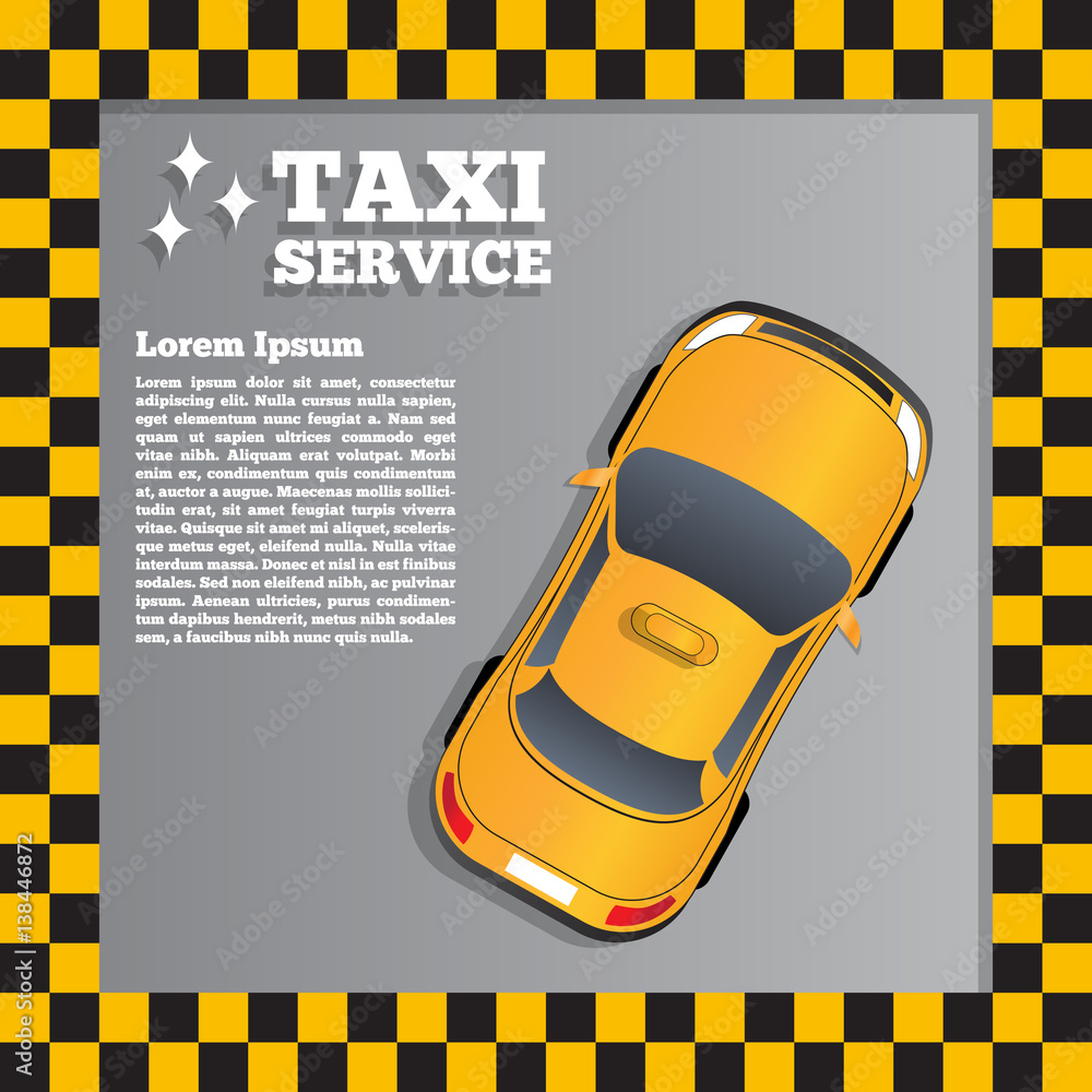 Taxi service. Top view of the car. Template design presentation. Vector ...