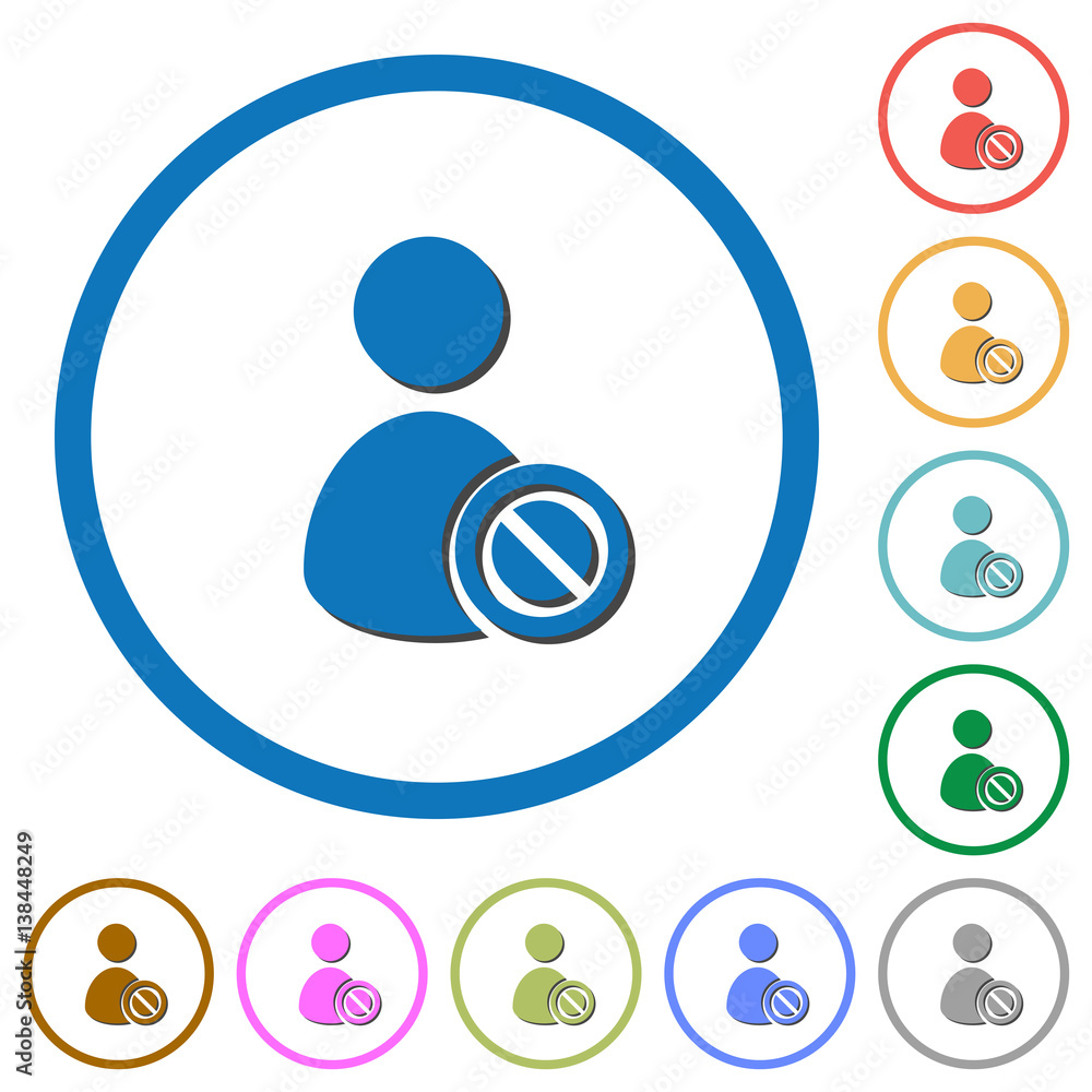 Ban user icons with shadows and outlines Stock Vector | Adobe Stock