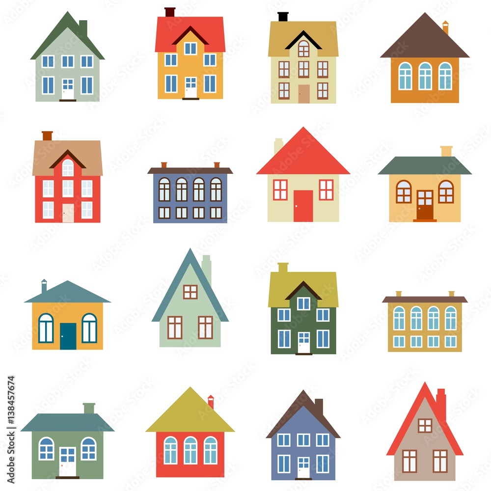 Simple homes - vector set Stock Vector | Adobe Stock