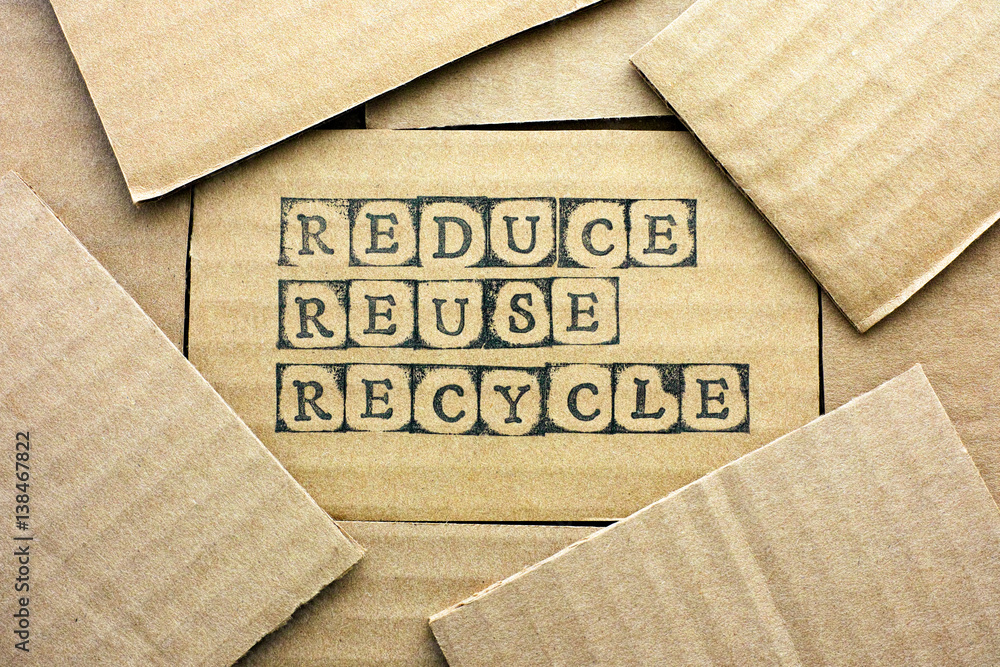 Poster Cardboard card with words Reduce Reuse Recycle – Wall Art ...