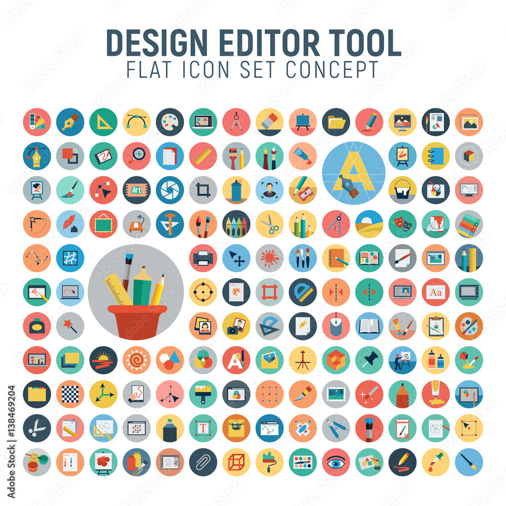 Design tool editor flat icon concept Stock Vector | Adobe Stock