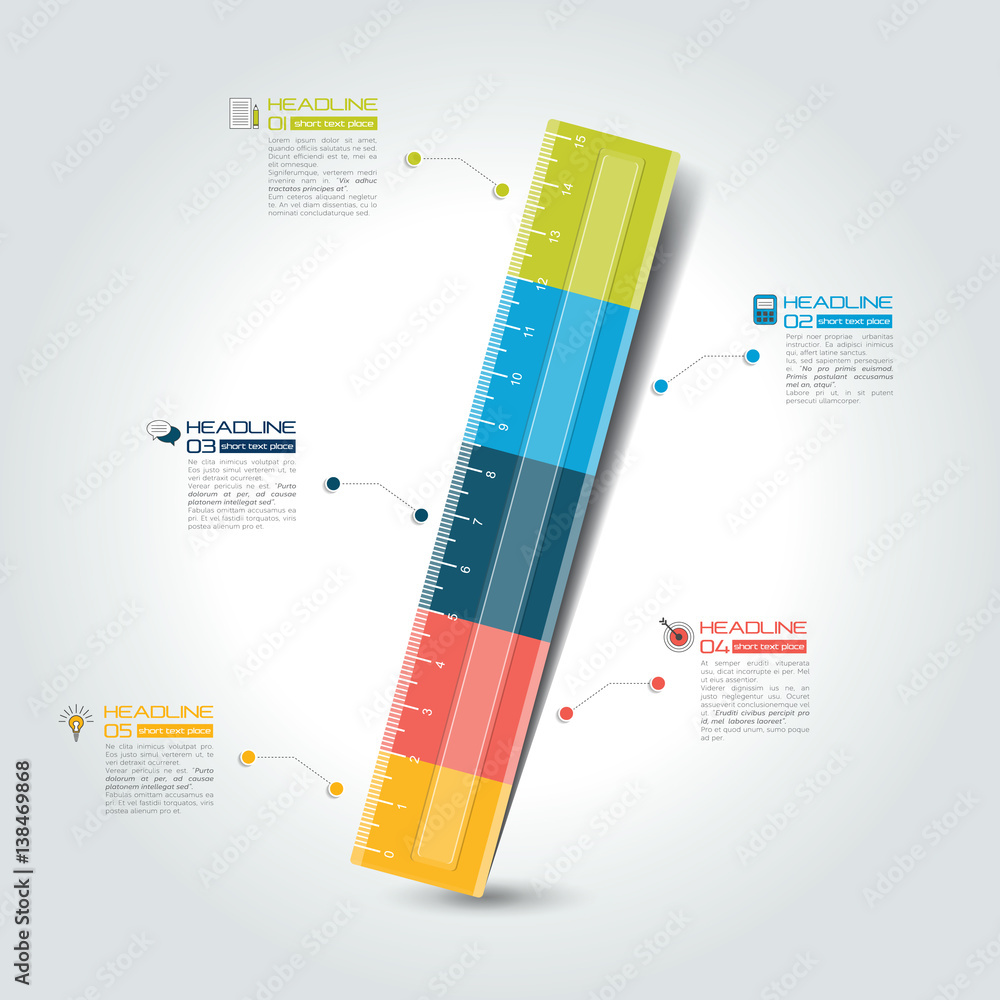 Ruler infographic template, chart, diagram. Vector. Stock Vector ...