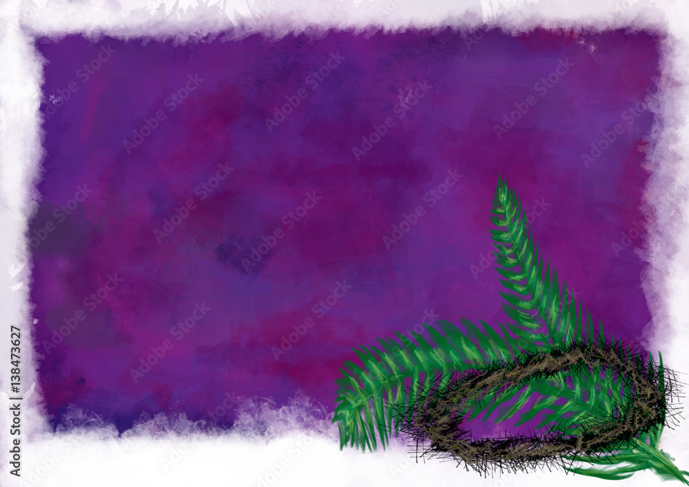 Lent background with crown of thorns and palm branches, symbols of the ...