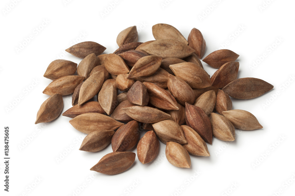 Heap of pili nuts on white background Stock Photo | Adobe Stock