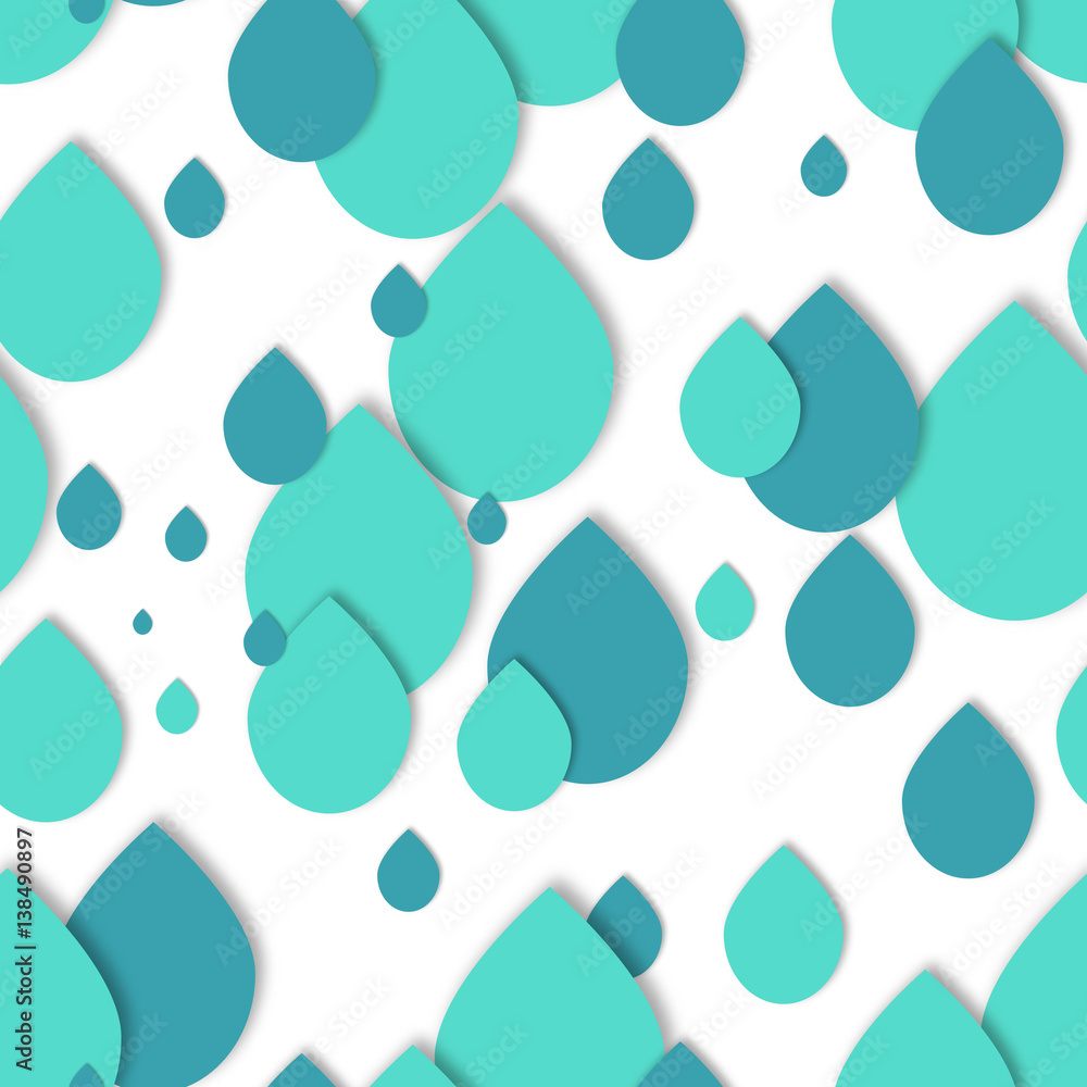 Seamless 3d pattern. 3d paper water drops background. 3d vector paper ...