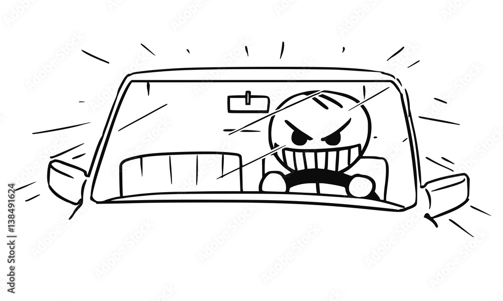 Vector Stickman Cartoon of Mad Car Driver Stock Vector | Adobe Stock