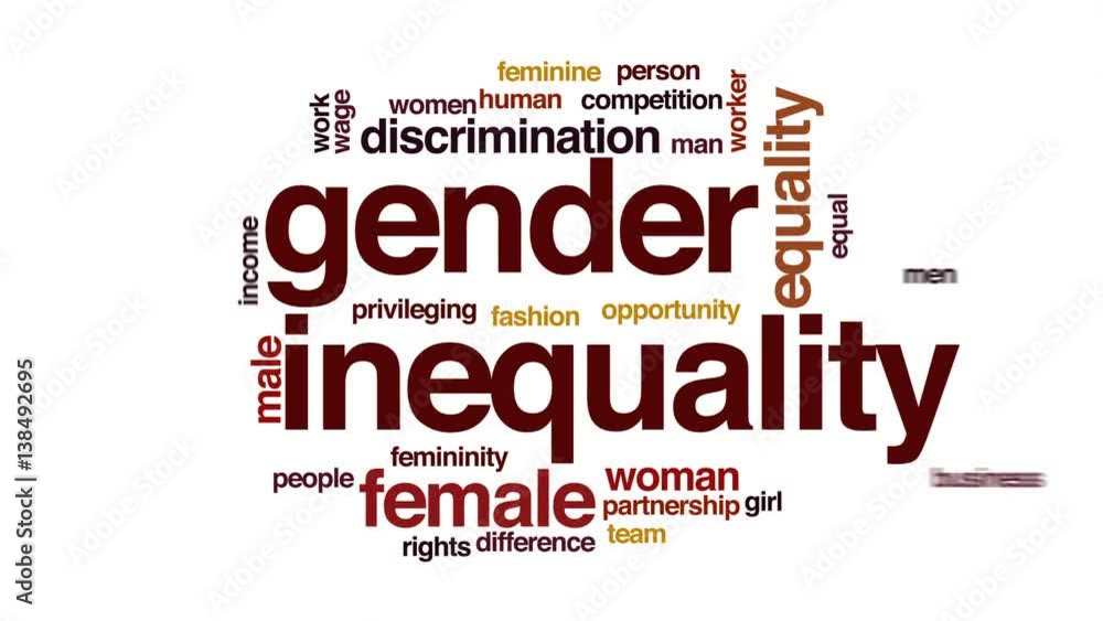 Gender inequality animated word cloud, text design animation. Stock ...