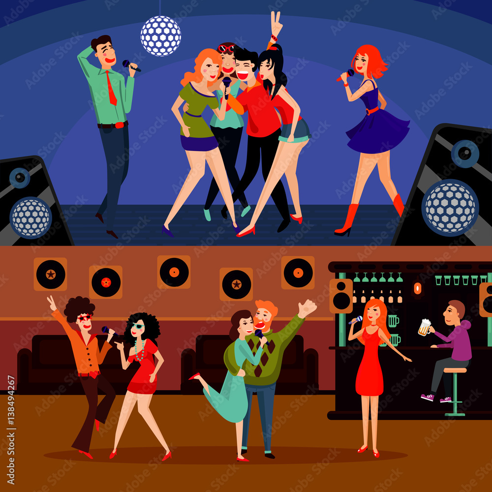 Musical Entertainment Horizontal Banners Stock Vector | Adobe Stock