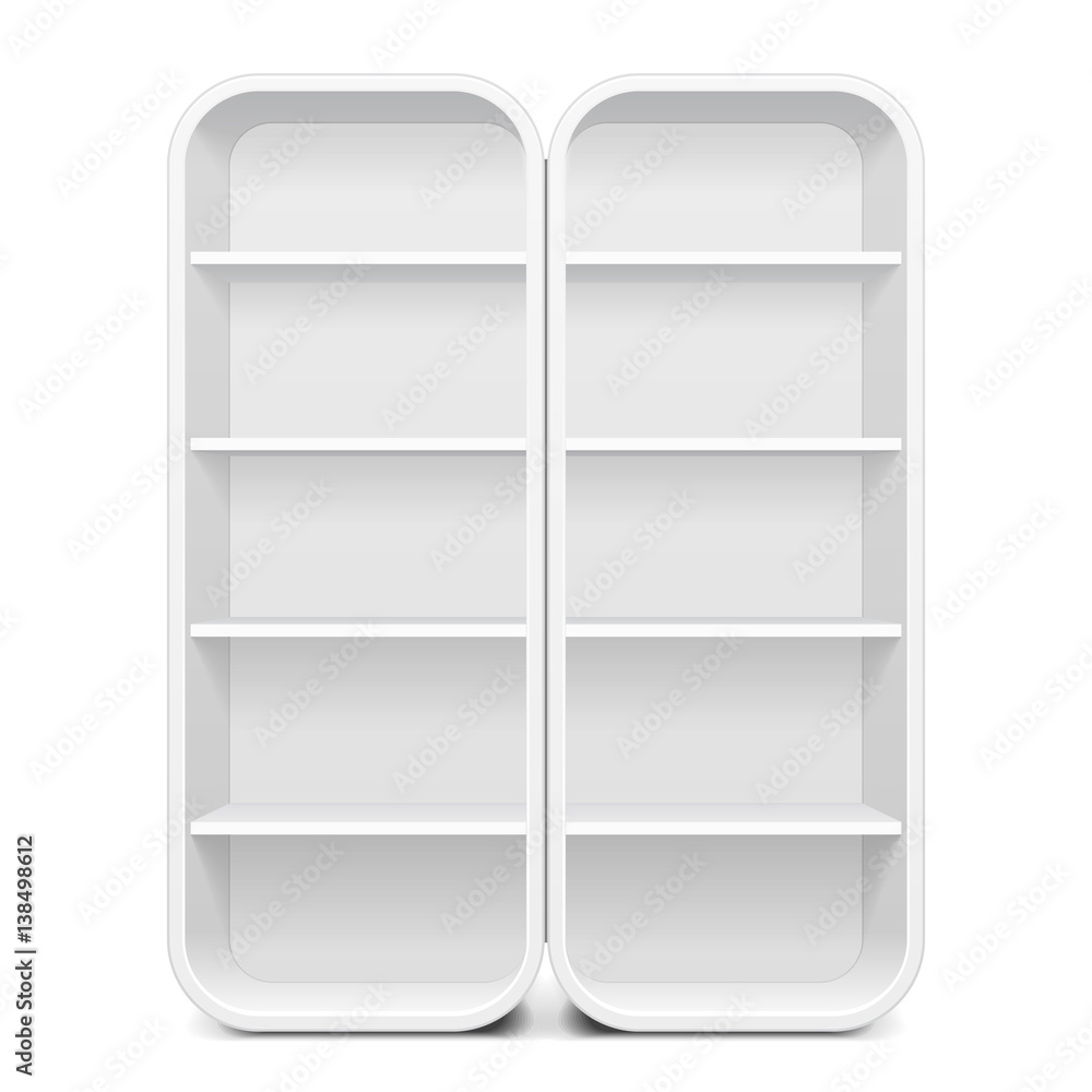 Vecteur Stock Blank Empty Rounded Showcase Display With Retail Shelves ...