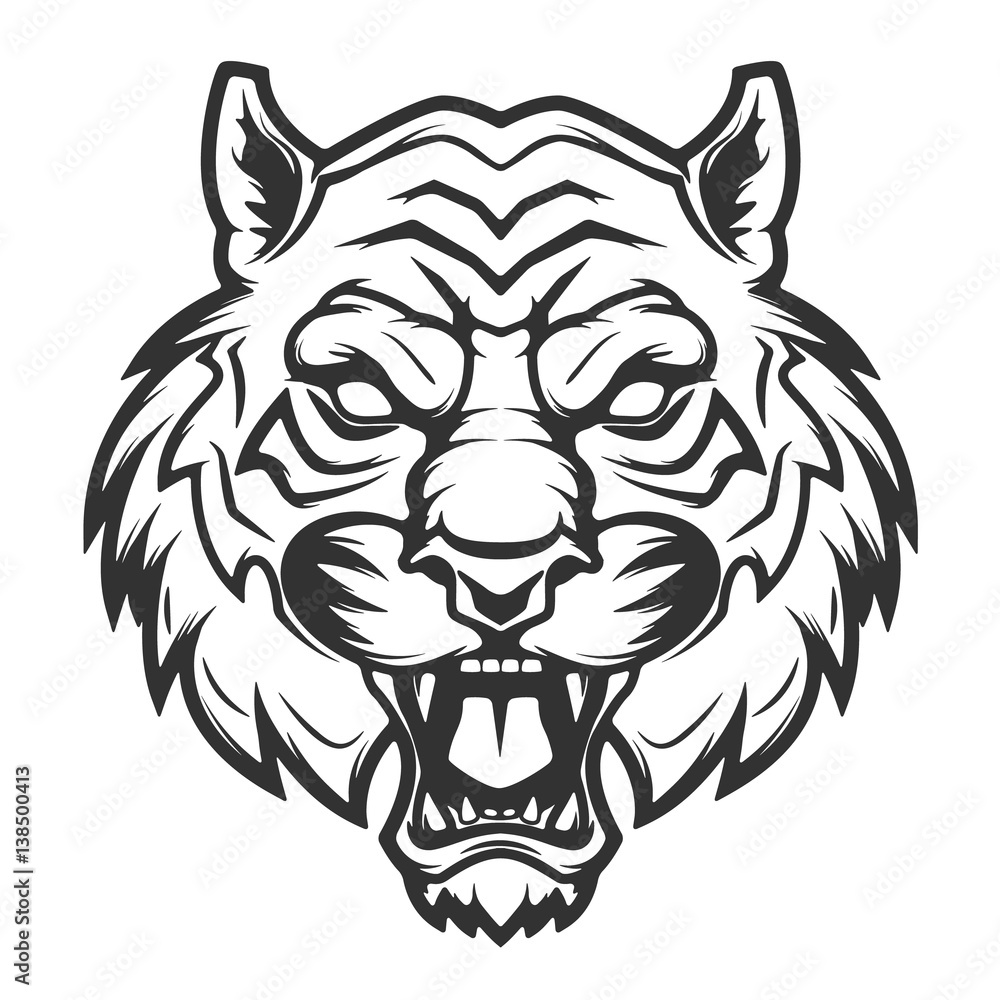 tiger head illustration isolated on white background. Images for logo ...