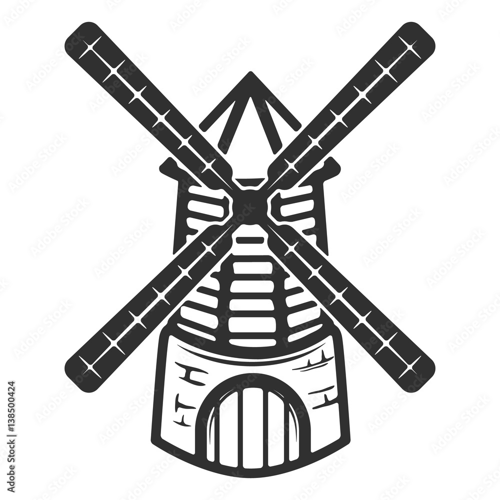 Windmill isolated on white background. Design elements for logo, label ...