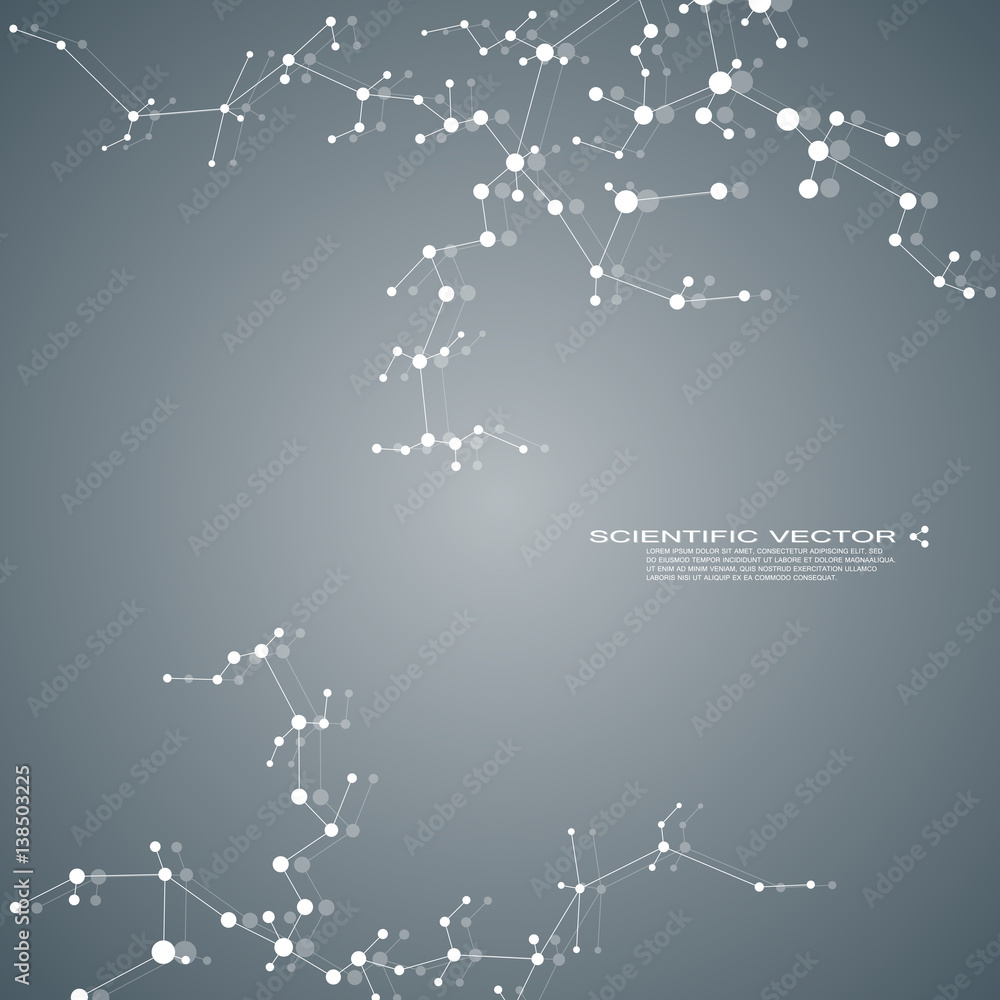 Molecule DNA and neurons vector. Molecular structure. Connected lines ...