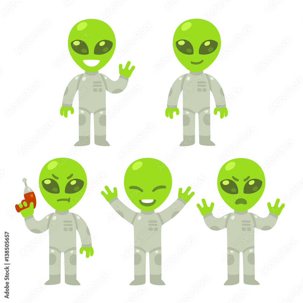Cartoon alien set Stock Vector | Adobe Stock