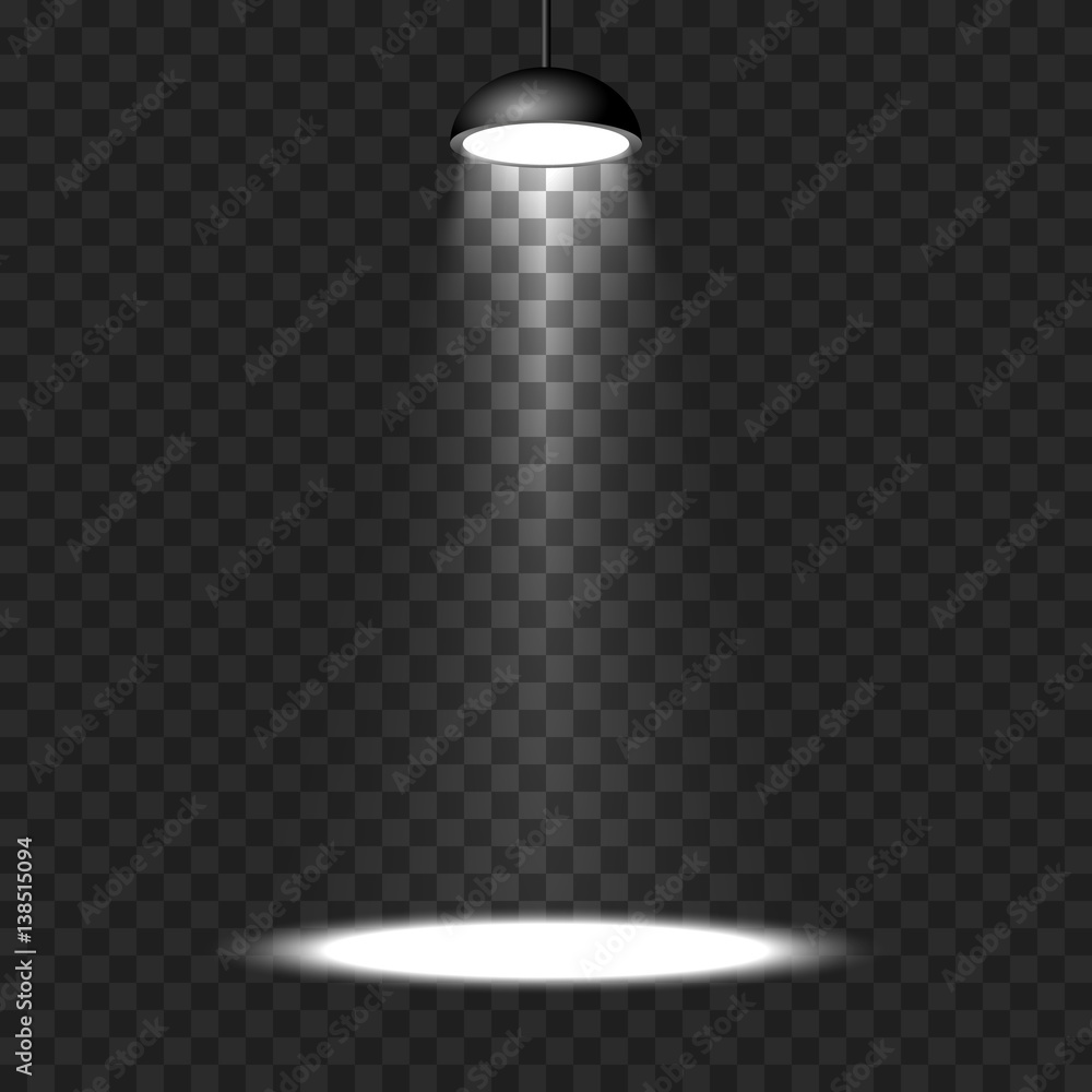 Vector spotlight on transparent background. White light effect. Stock ...