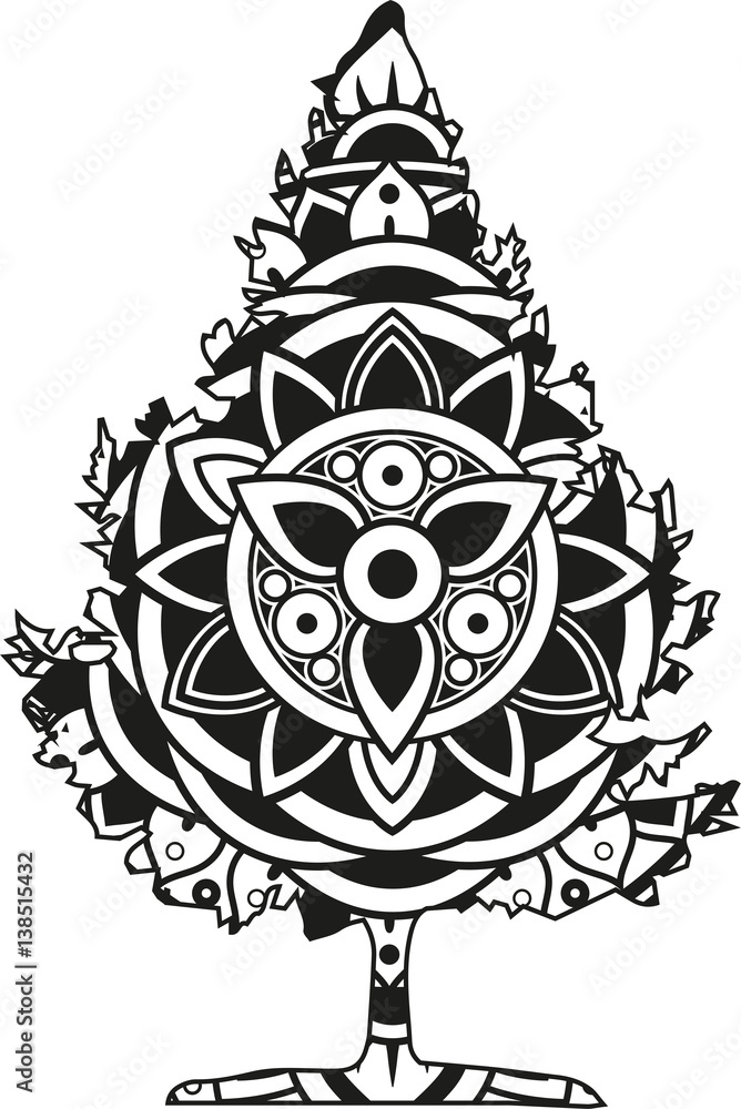 Vector illustration of a mandala tree silhouette Stock-Vektorgrafik ...
