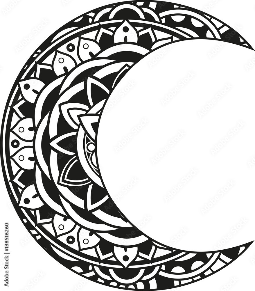 Vector illustration of a mandala moon silhouette Stock Vector | Adobe Stock