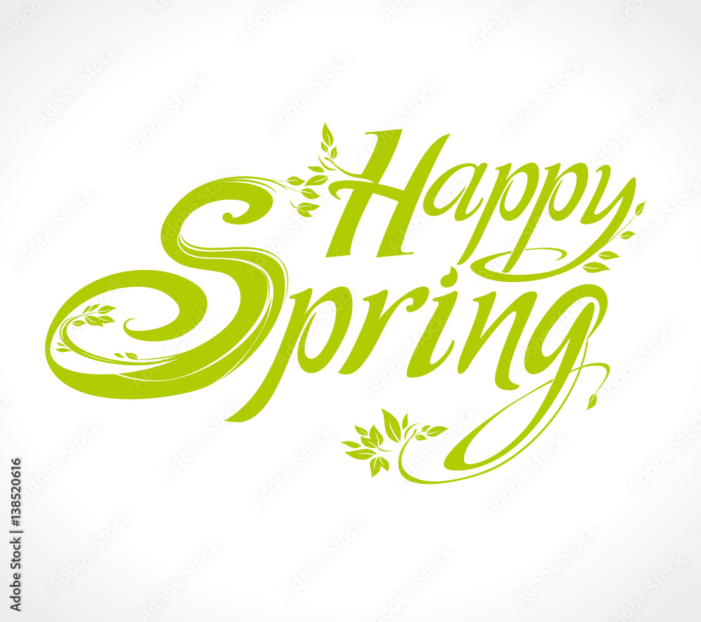 Happy Spring. Vector lettering design. Stock-Vektorgrafik | Adobe Stock