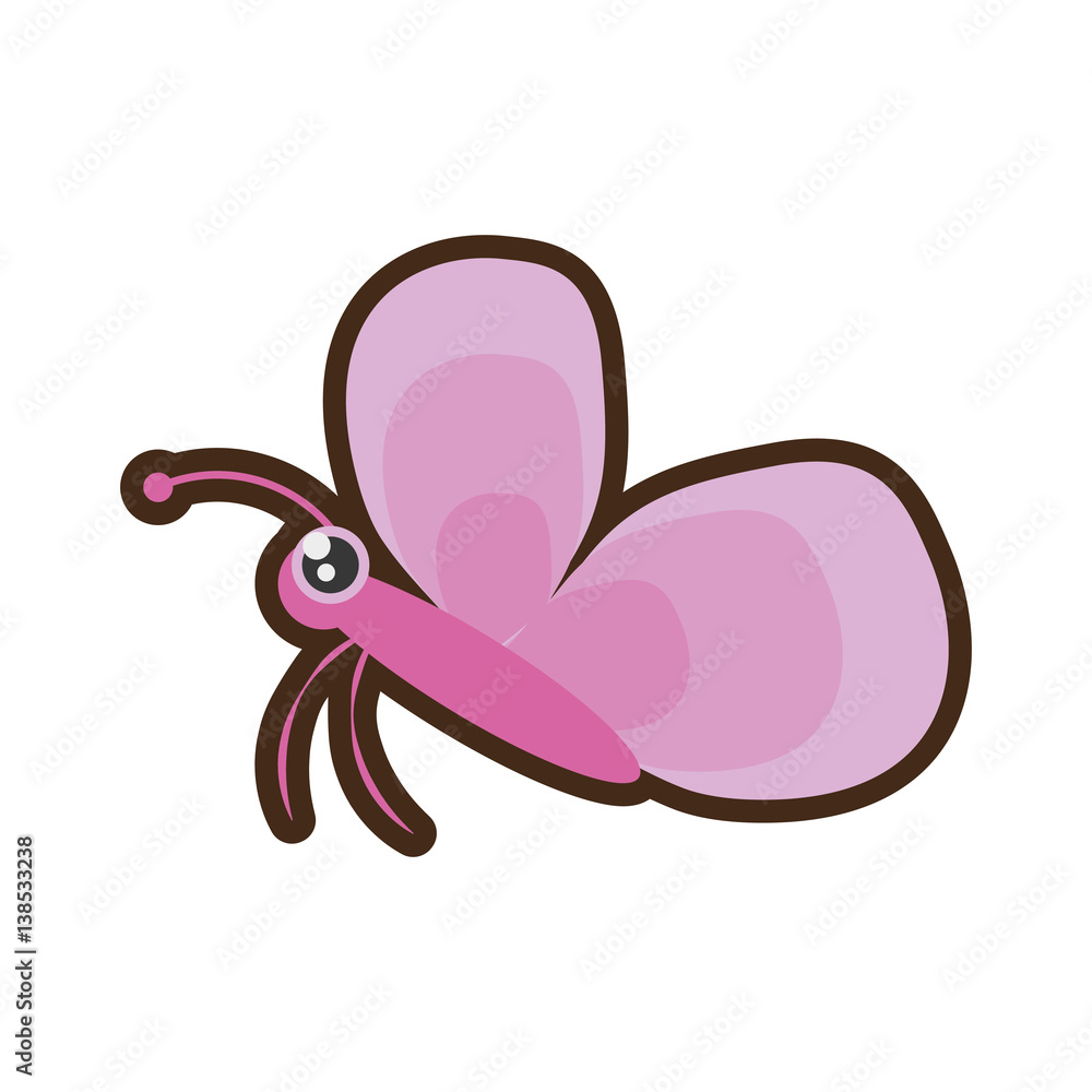 cartoon cute pink butterfly insect vector illustration eps 10 Stock ...