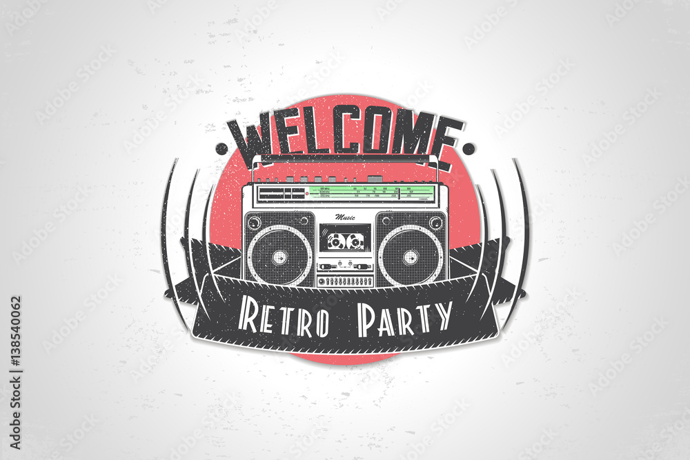 Vecteur Stock Typographic Welcome Retro Party Poster. Detailed elements ...