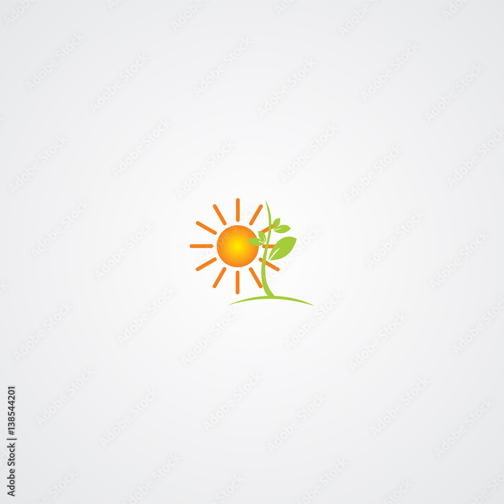 Sun and Tree Vector Illustration Stock Vector | Adobe Stock