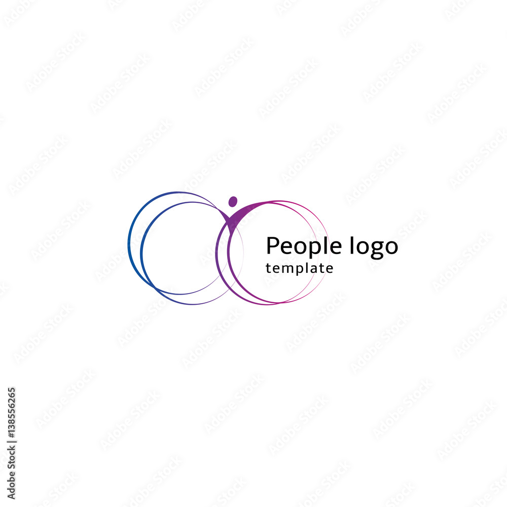 Isolated abstract blue and purple color human body silhouette with ...