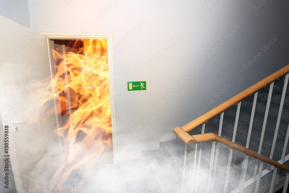 Fire in office building Stock-Foto | Adobe Stock