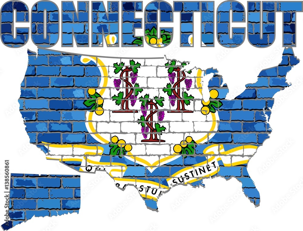 Connecticut on a brick wall - Illustration, Font with the Connecticut ...