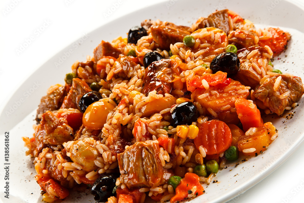Risotto - roast meat, rice and vegetables Stock Photo | Adobe Stock