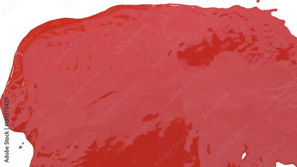 stream of red paint falling on white background - screen and dripping ...